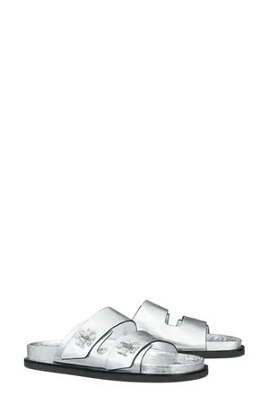Tory Burch T Lock Sport Slide Sandal - Silver