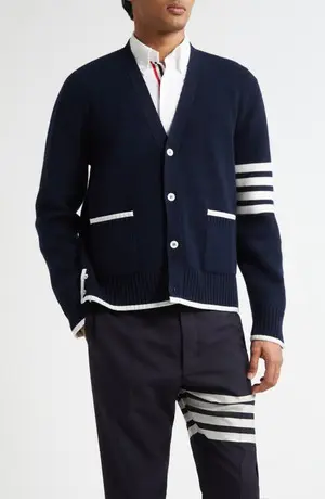 Thom Browne 4-bar Milano Stitch Virgin Wool Cardigan