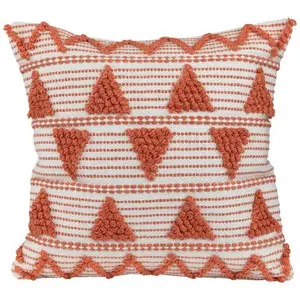 NORTHLIGHT 20" And Cream Handloom Woven Outdoor Square Throw Pillow - Orange