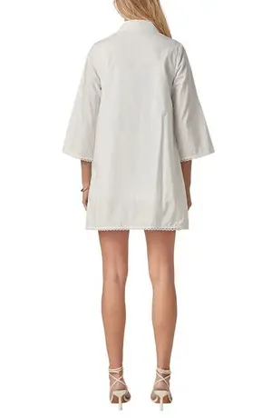 English Factory Lace Trim Mini Shirtdress