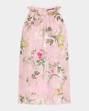 Kobi Halperin Charles Floral Fil Coupe Halter Blouse