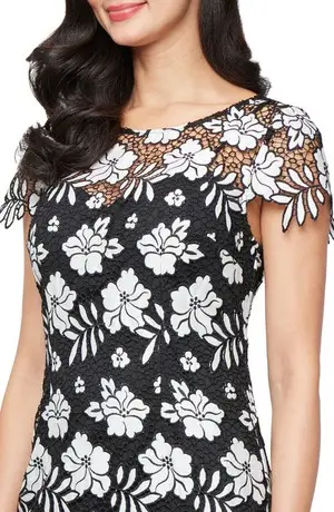 Alex Evenings Embroidered Lace Cocktail Dress