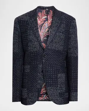 Etro Patchwork Knit Two-button Sport Coat - Marine