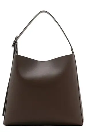 Mango Buckle Faux Leather Shopper Bag