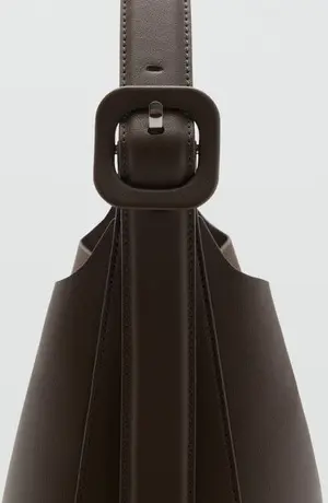 Mango Buckle Faux Leather Shopper Bag