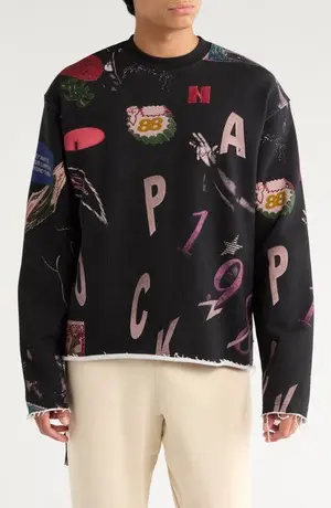 HONOR THE GIFT Collage Graphic Cotton Crewneck Sweatshirt