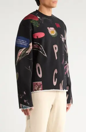 HONOR THE GIFT Collage Graphic Cotton Crewneck Sweatshirt