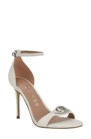 Guess Ankle Strap Stiletto Sandals - Ivory