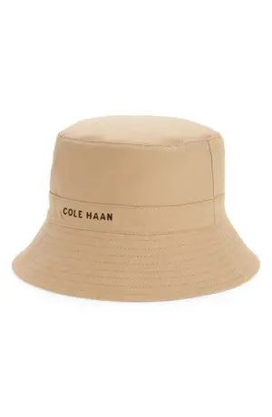 Cole Haan Embroidered Reversible Cotton Bucket Hat - Olive/ Beige