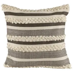 NORTHLIGHT 20" And Cream Handloom Woven Outdoor Throw Pillow - Gray