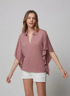 Majestic Filatures Linen Stretch Batwing Polo