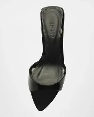Schutz Elodie Patent Stiletto Mule Sandals - Black