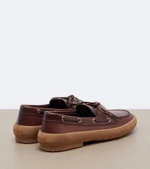 Miu Miu Leather Boat Shoes - Brown