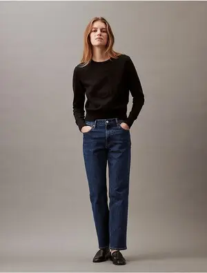 Calvin Klein Relaxed Monogram Crewneck Sweater - Black