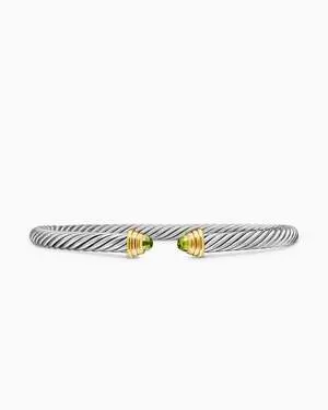 David Yurman Cable Bracelet In Sterling Silver And 14k Yellow Gold With - Peridot