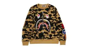 A BATHING APE 1st Camo Shark Crewneck Sweatshirt - Yellow