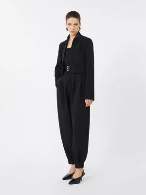 Max Mara Bonded Stretch Sable Jumpsuit - Black