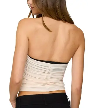 EDIKTED Contrast Bra Ruched Mesh Corset
