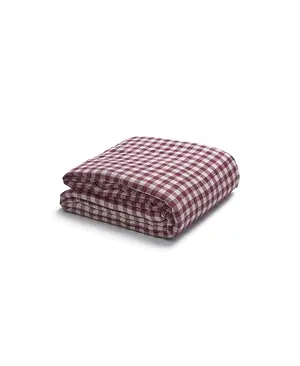 PIGLET IN BED Gingham Linen Duvet Cover - Berry Gingham