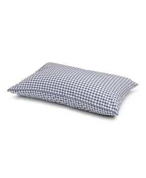 PIGLET IN BED Small Gingham Check Pillowcase Pair - Indigo