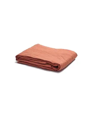PIGLET IN BED Plain Linen Flat Sheet, Full Burnt Orange