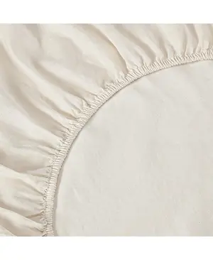 PIGLET IN BED Plain Linen Fitted Sheet, Twin Pearl