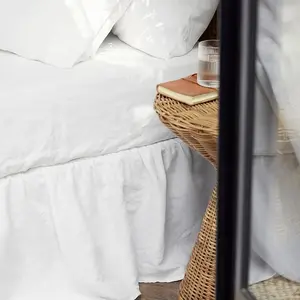 PIGLET IN BED Plain Linen Fitted Sheet, Twin White