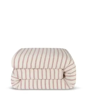 PIGLET IN BED Kemptown Stripe Linen Duvet Cover - Rhubarb