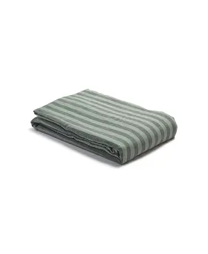 PIGLET IN BED Pembroke Stripe Linen Duvet Cover - Pine Green
