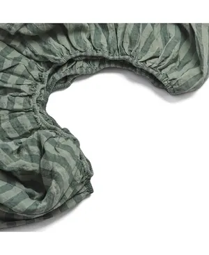 PIGLET IN BED Pembroke Stripe Linen Fitted Sheet - Pine Green