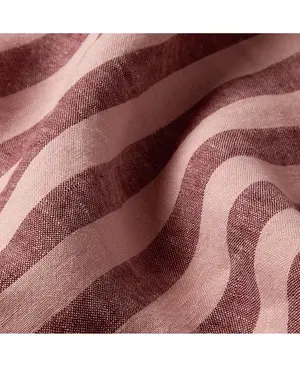 PIGLET IN BED Pembroke Stripe Linen Fitted Sheet - Rhubarb/rose