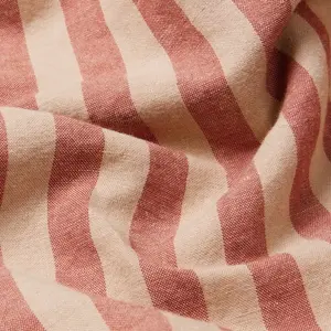 PIGLET IN BED Pembroke Stripe Linen Fitted Sheet, Queen - Sandstone Red