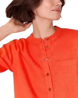 Whistles Grandad Linen Shirt - Red