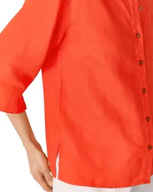 Whistles Grandad Linen Shirt - Red