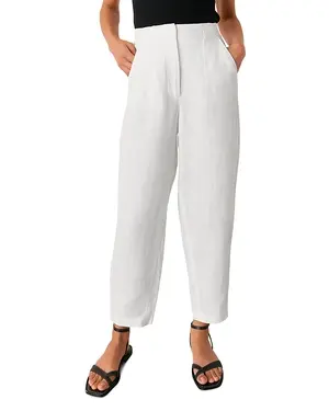 Whistles Linen Barrel Leg Trousers - White