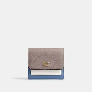COACH Mila Small Flap Wallet In Colorblock - Brass/ash Multi