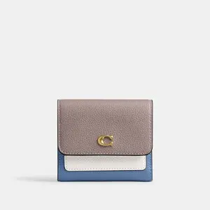 COACH Mila Small Flap Wallet In Colorblock - Brass/ash Multi