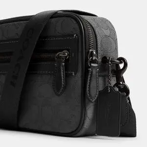 Coach Theo Camera Bag In Signature Jacquard - Black