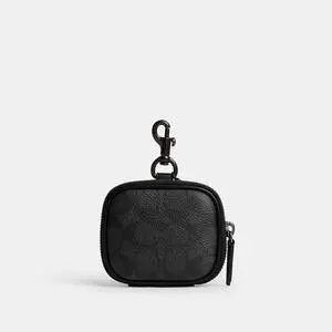 COACH Clip On Pouch In Signature Canvas - Charcoal