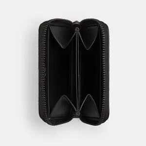 Coach Small Zip Around Card Case In Signature Canvas