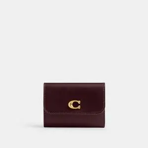 Coach Essential Card Holder Wallet In Colorblock - Brass/merlot Multi