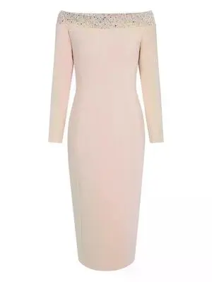 Jenny Packham Calypso Off-the-shoulder Midi Dress - Neutrals