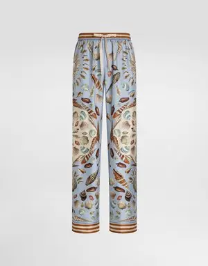 Dolce & Gabbana Shell-print Silk Twill Trousers