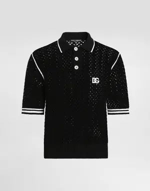 Dolce & Gabbana Crochet Effect Cotton Polo Shirt