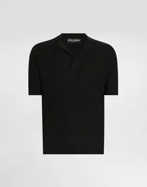 Dolce & Gabbana Satin Silk Polo Shirt - Black