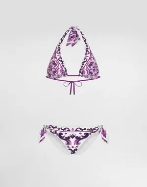 Dolce & Gabbana Majolica Print Triangle Bikini - Multicolor