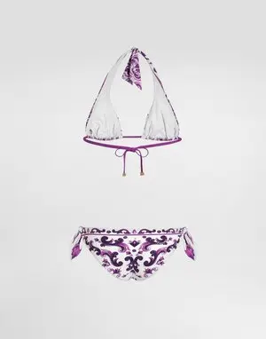 Dolce & Gabbana Majolica Print Triangle Bikini - Multicolor