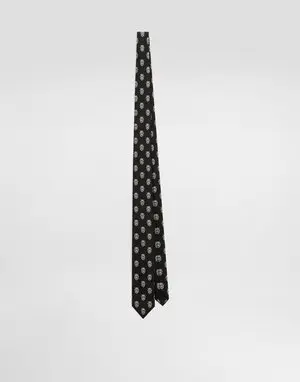Dolce & Gabbana Jacquard Tie With Heraldic Shields - Black
