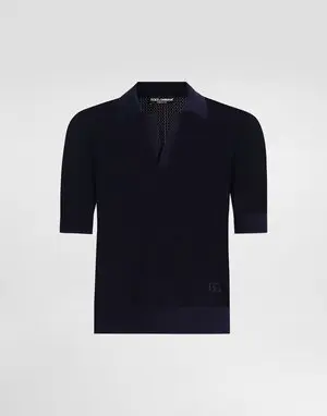 Dolce & Gabbana Micro-pattern Cotton Polo Shirt - Blue