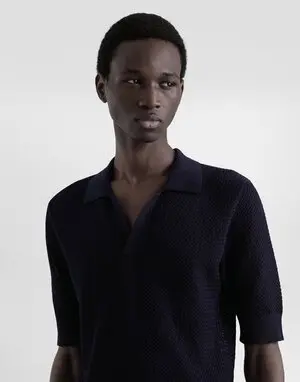 Dolce & Gabbana Micro-pattern Cotton Polo Shirt - Blue